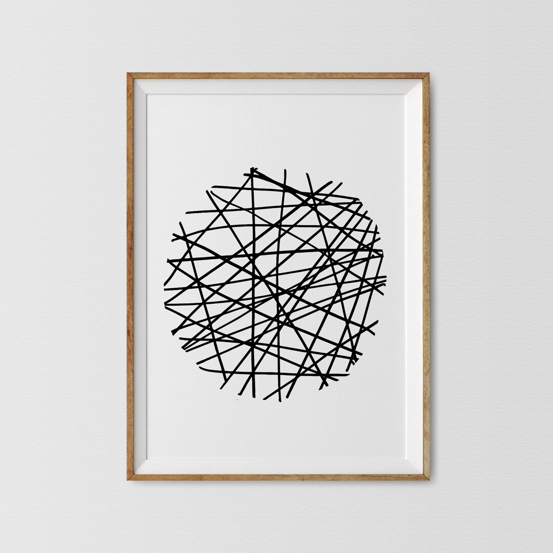 Black and White Abstract Lines Art, Simple Modern Art, Minimalist ...
