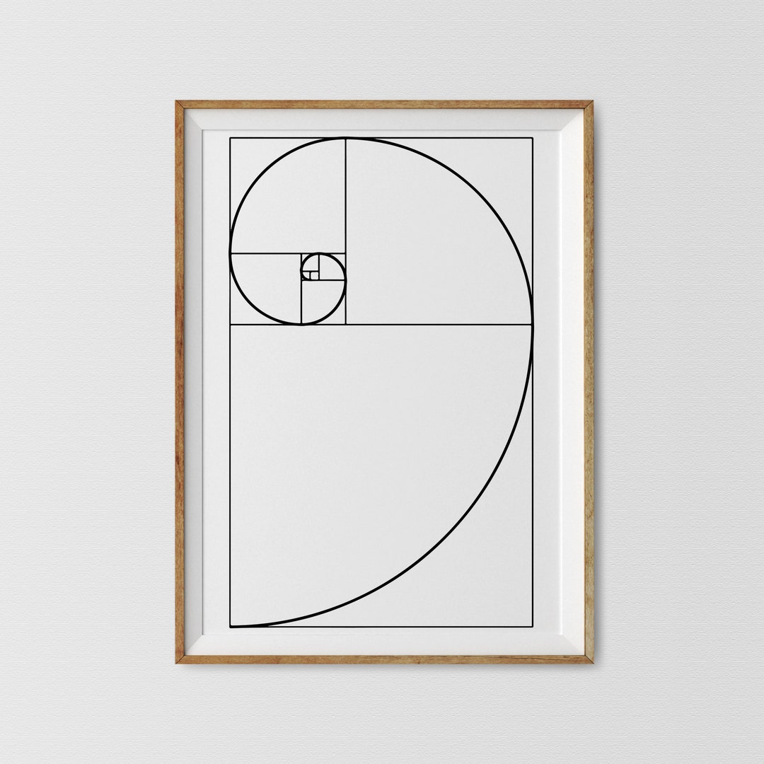 Golden Ratio Line Wall Art, Geometric Printable, Fibonacci Spiral Wall ...