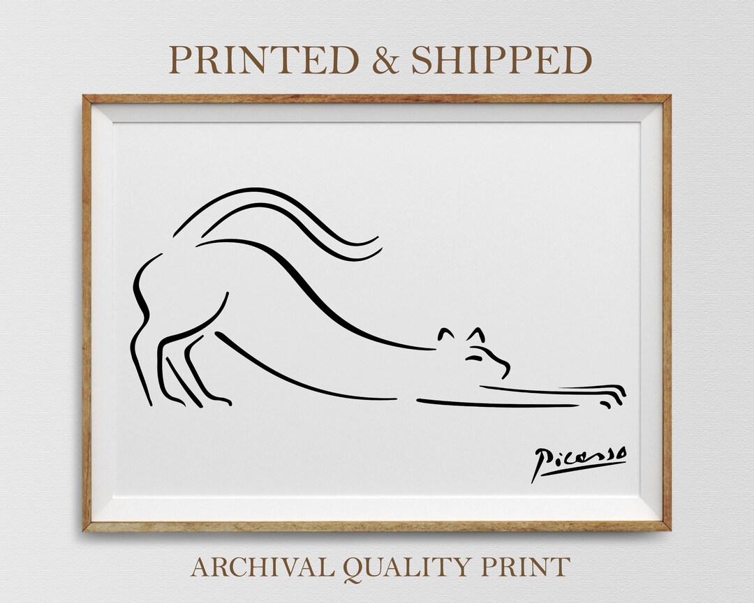 Picasso Cat Sketch Wall Art, Picasso Animals Line Art, Picasso ...