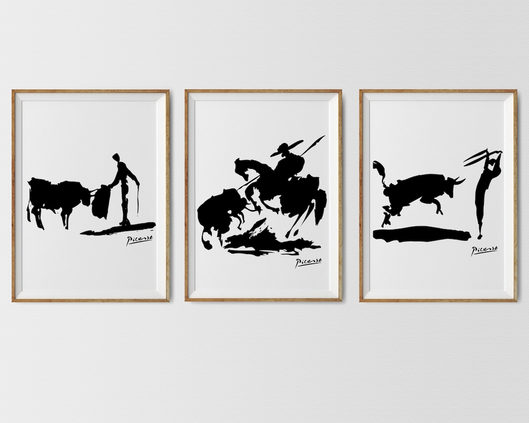 Picasso Bull Silhouette Art Print Set (digital Download) - Etsy