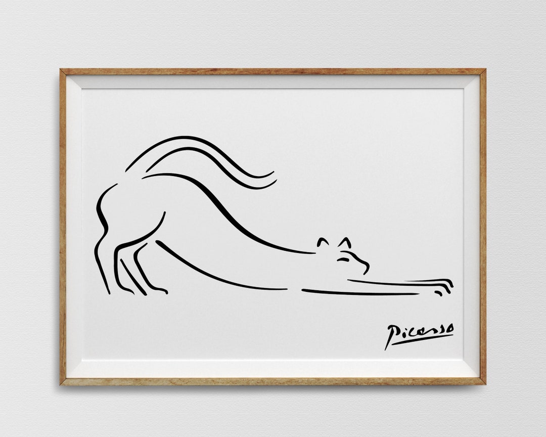 Picasso Cat Wall Art, Picasso Animal Print, Pablo Picasso Sketch Print ...