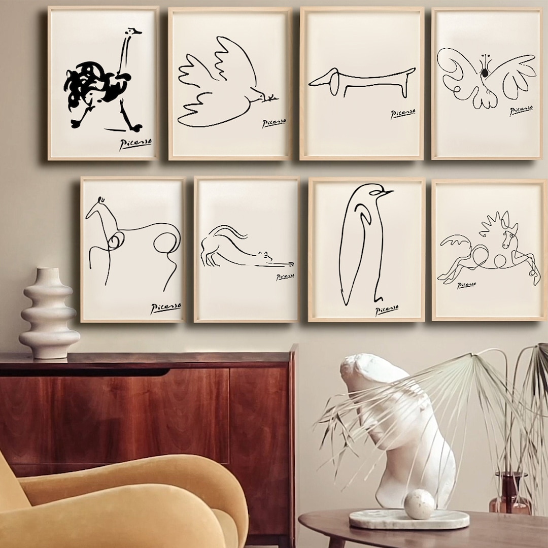 Picasso Animal Sketch Prints: Gallery Wall Art Set of 8 (digital ...