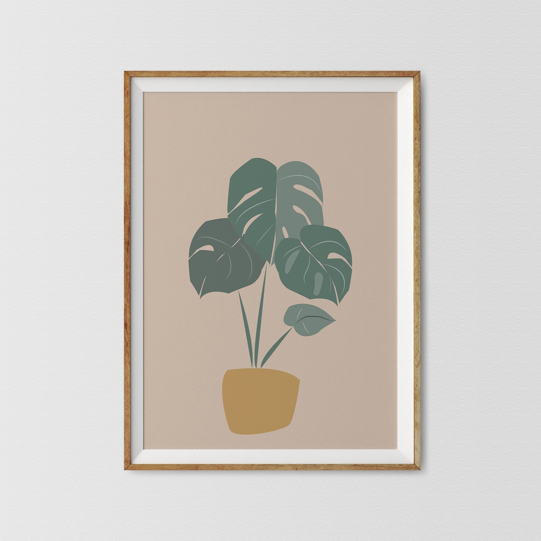Minimalist Plant Art, Line Drawing of Potted Plant, Potted Plant Art ...