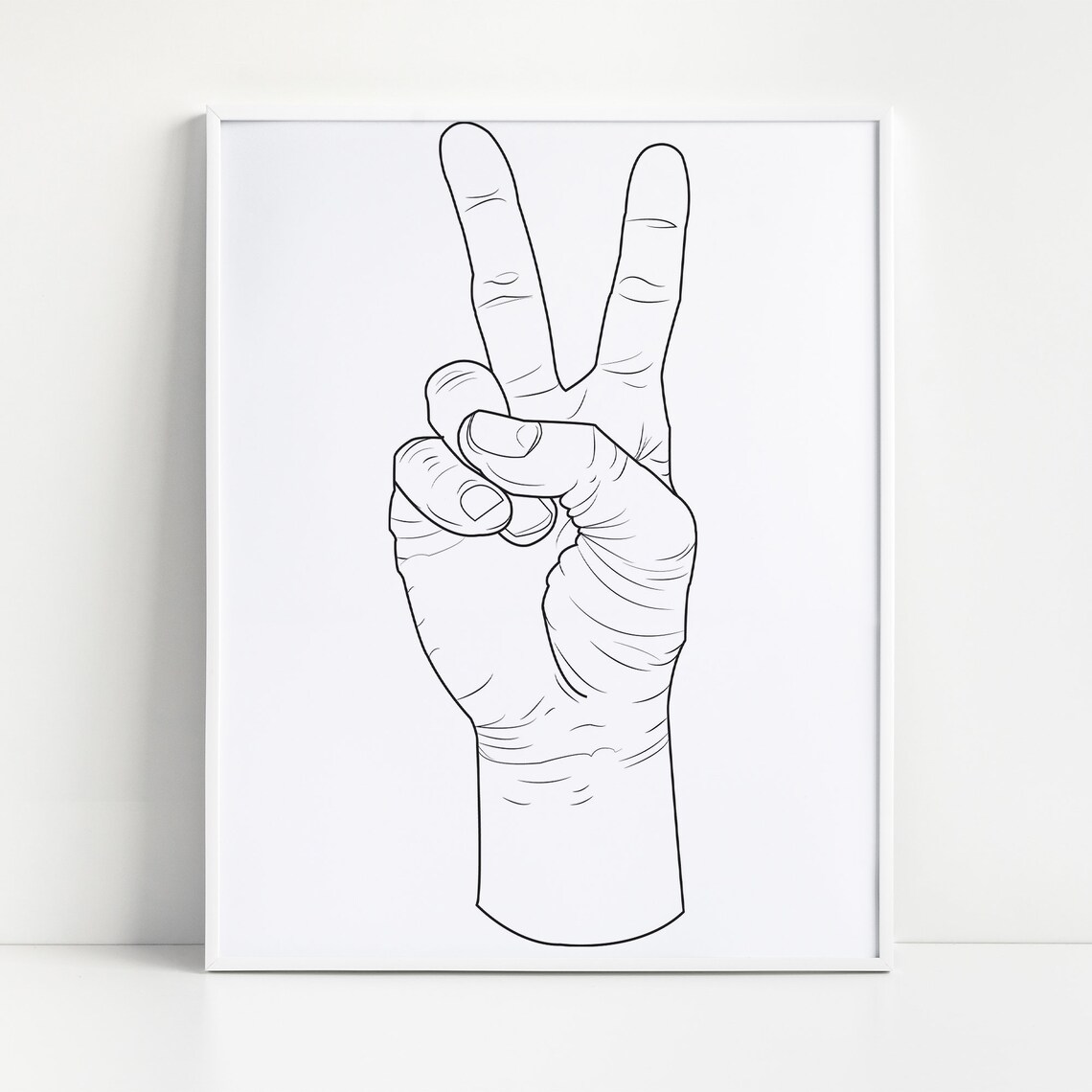 Peace Hand Sign Print One Line Art Print Victory Hand | Etsy