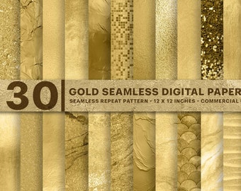 30 Gold Digital Papers Gold Glitter Textures Gold Foil Scrapbook Paper ...