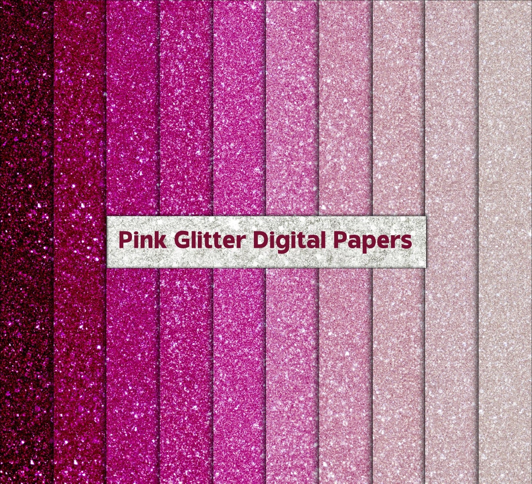 Pink Glitter Digital Papers, Scrapbook Papers Pink Love Sparkles Glam ...