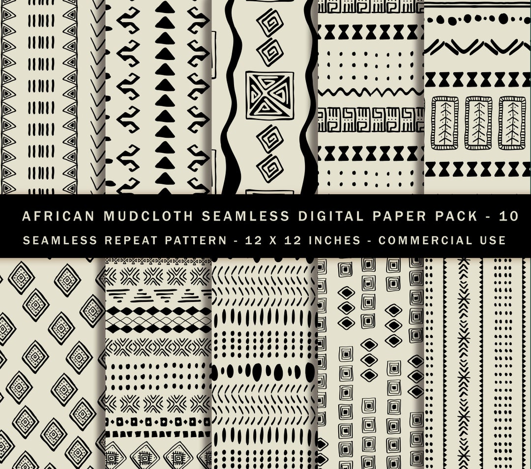 10 Mud Cloth Boho Digital Paper Pack African Tribal - Etsy
