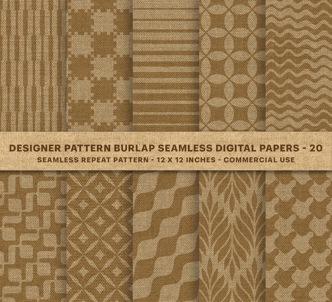 Patterned Burlap Fabric Texture Digital Paper: Earthy Neutral Tone Jute ...