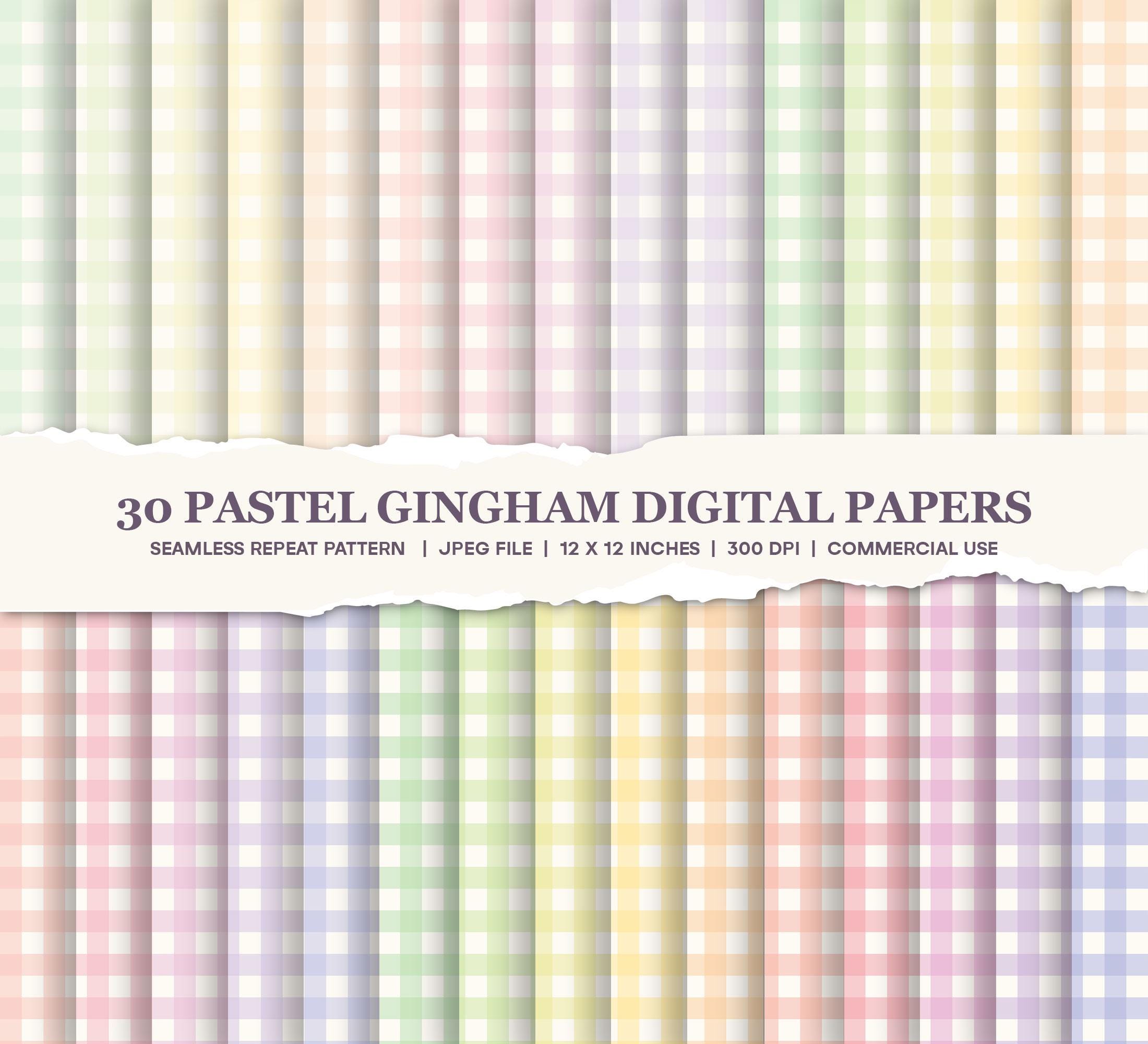Pastel Gingham Digital Paper Seamless Shabby Chic Printable Paper Pack ...