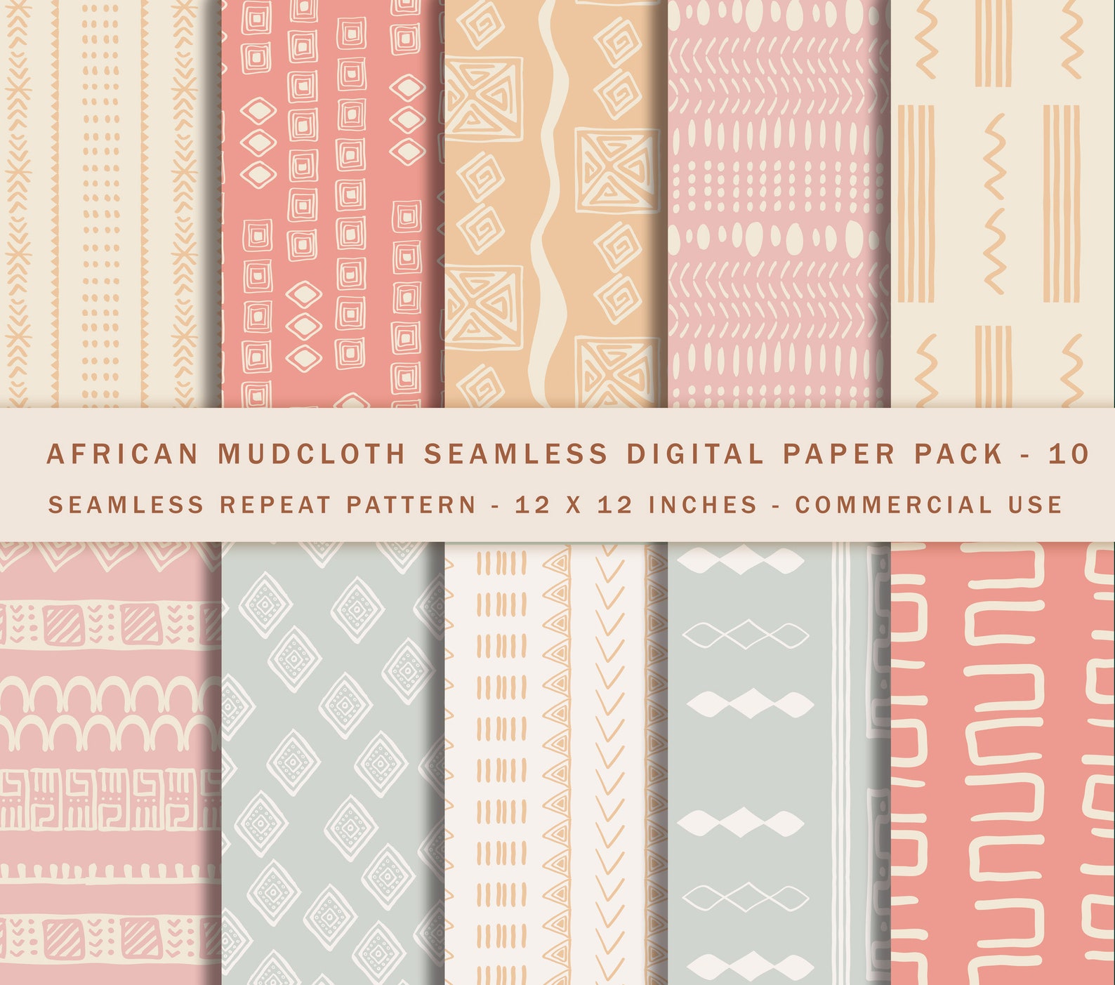 10 Boho Seamless Digital Paper Pack, Boho Scrapbook Paper, Boho ...