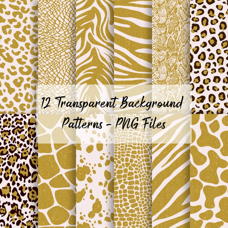 Gold Glitter Safari Digital Paper Pack Seamless Patterns and ...