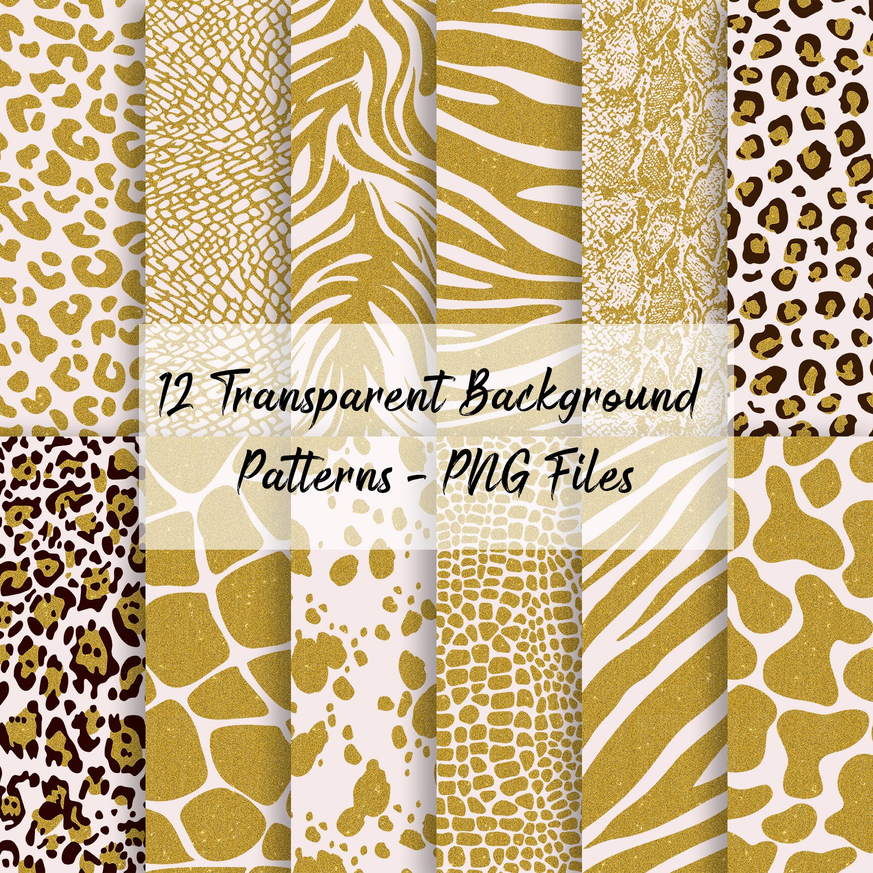 Gold Glitter Safari Digital Paper Pack Seamless Patterns and ...