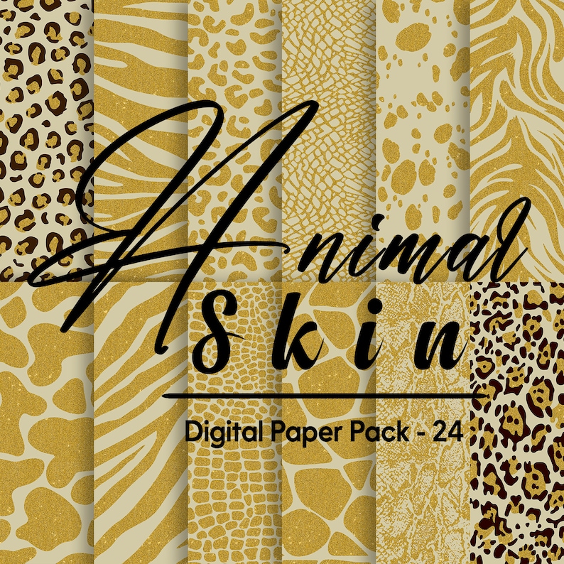 Gold Glitter Safari Digital Paper Pack Seamless Patterns and ...