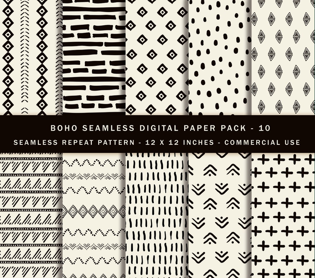Boho Tribal Digital Paper Pack: Seamless African Patterns (commercial ...