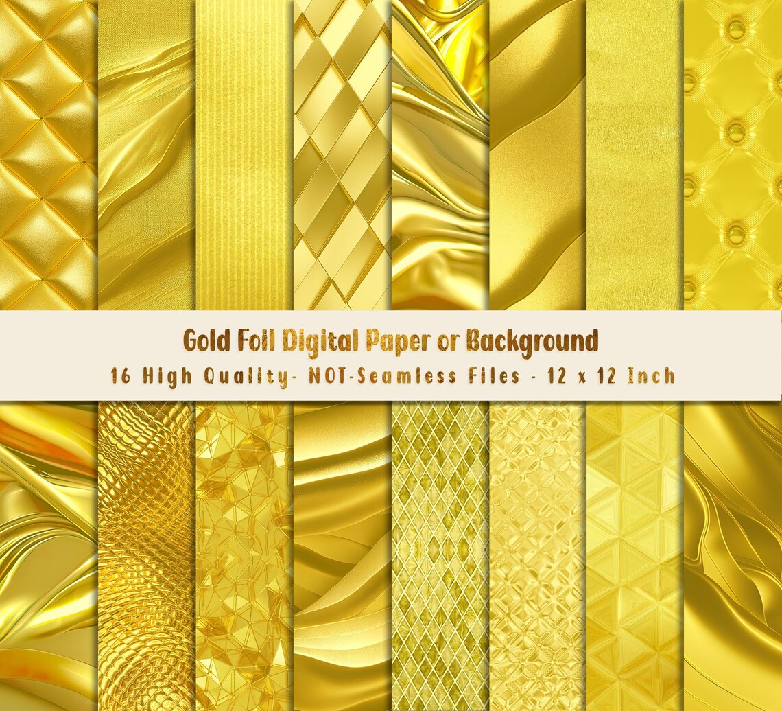 Luxury Gold Foil Glitter Digital Paper Pack: Metallic Backgrounds ...