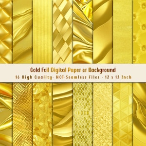 Luxury Gold Foil Glitter Digital Paper Pack, Gold Texture Paper Yellow ...