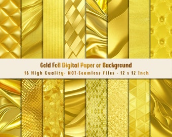 Gold Foil Glitter Digital Paper, Gold Digital Texture Paper Yellow Gold ...