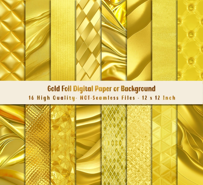 Luxury Gold Foil Glitter Digital Paper Pack, Gold Texture Paper Yellow ...