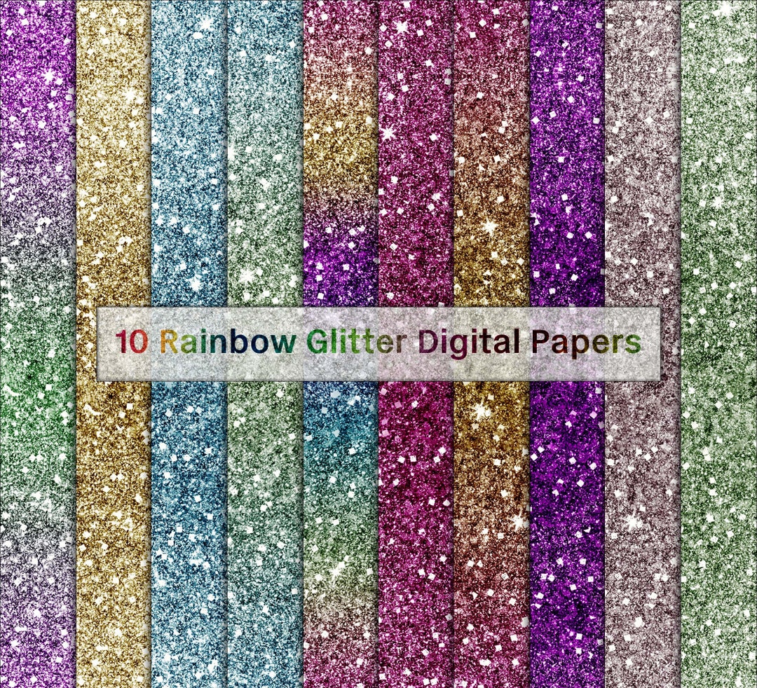 Rainbow Glitter Digital Papers, Sparkle Glam Sequin Shimmer Pattern ...