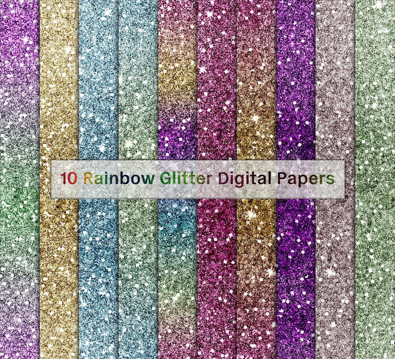 Rainbow Glitter Digital Papers: Glam Sparkle Backgrounds (commercial ...