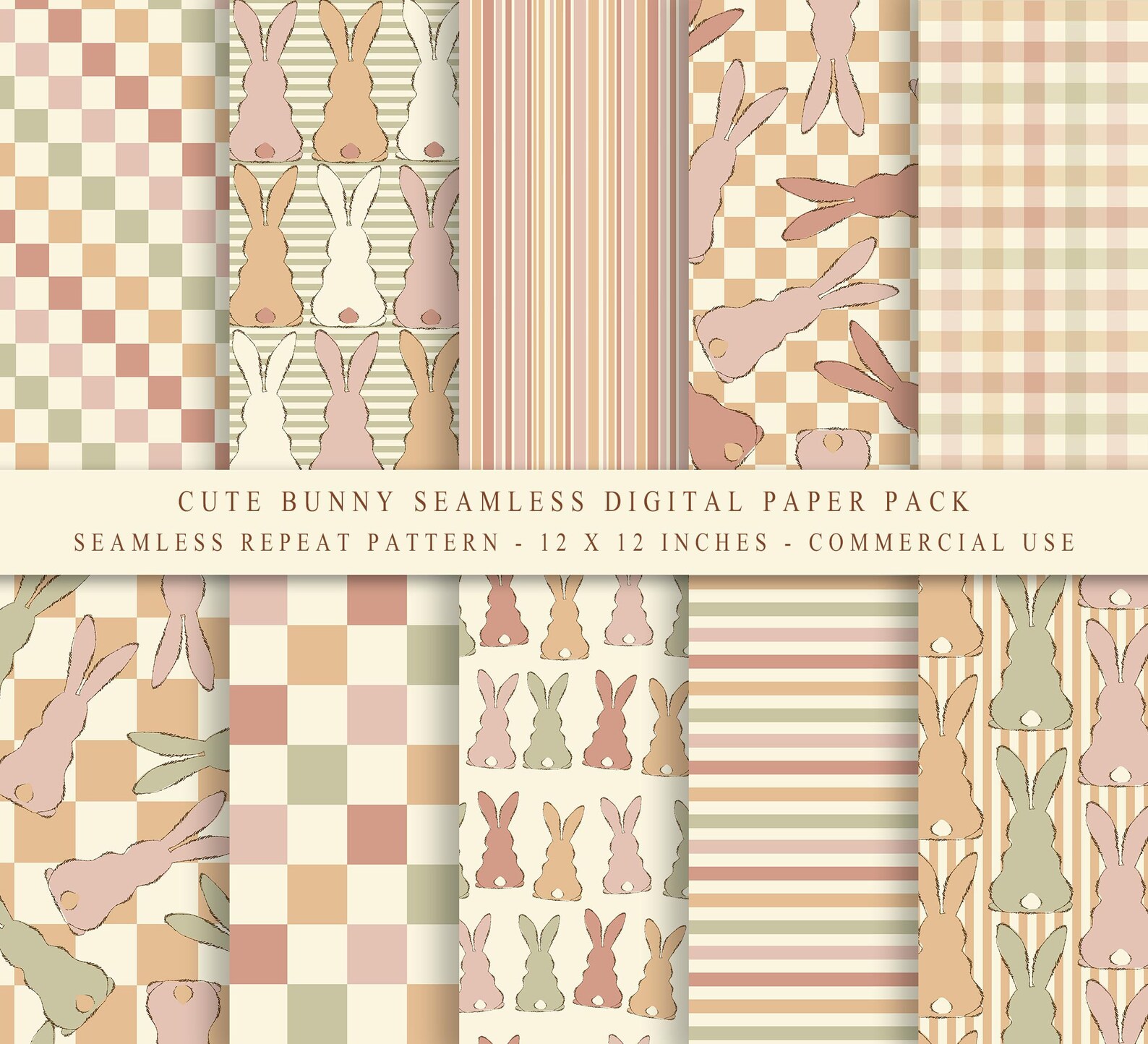Easter Digital Paper, Seamless Pattern, Bunny Pattern, Easter ...