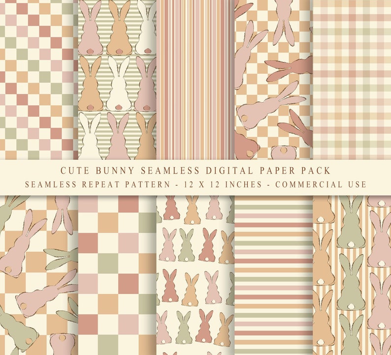 Easter Digital Paper, Seamless Pattern, Bunny Pattern, Easter ...