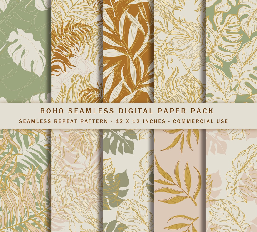 Seamless Boho Digital Paper Pack, Boho Print, Boho Decor Print, Boho ...