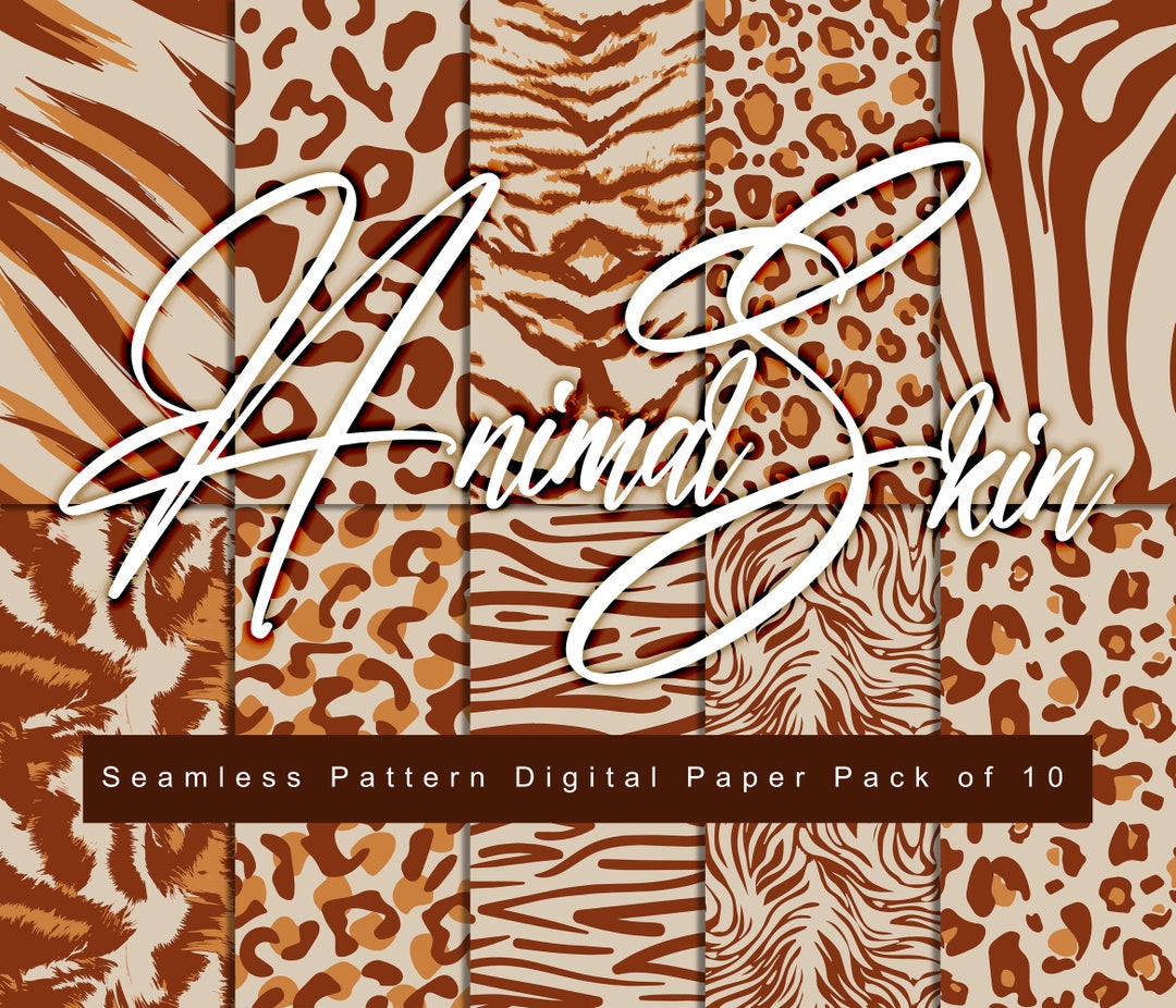 African Safari Animal Digital Paper Pack, Digital Printable Seamless ...