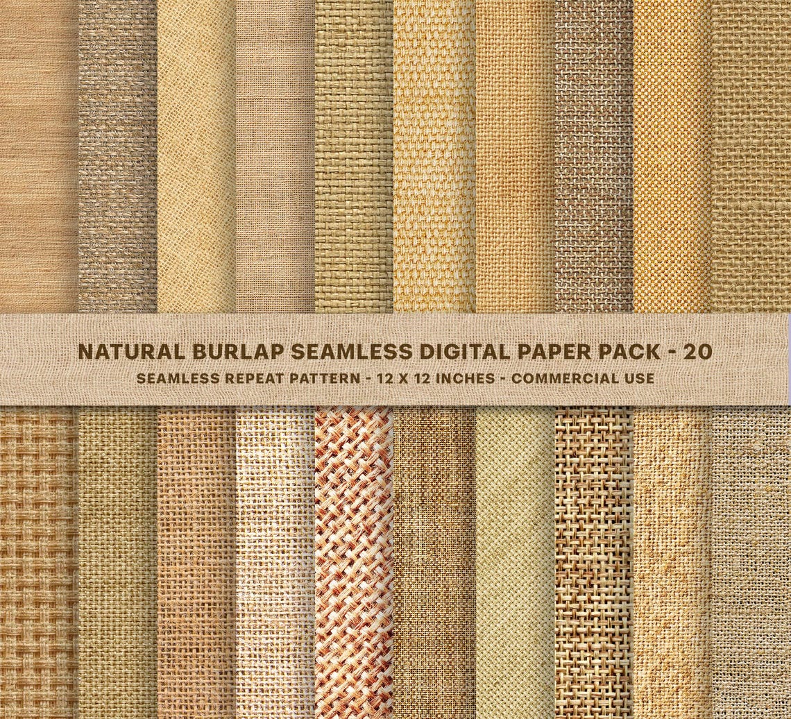 Neutral Burlap Texture Digital Paper: Seamless Jute Patterns (digital ...