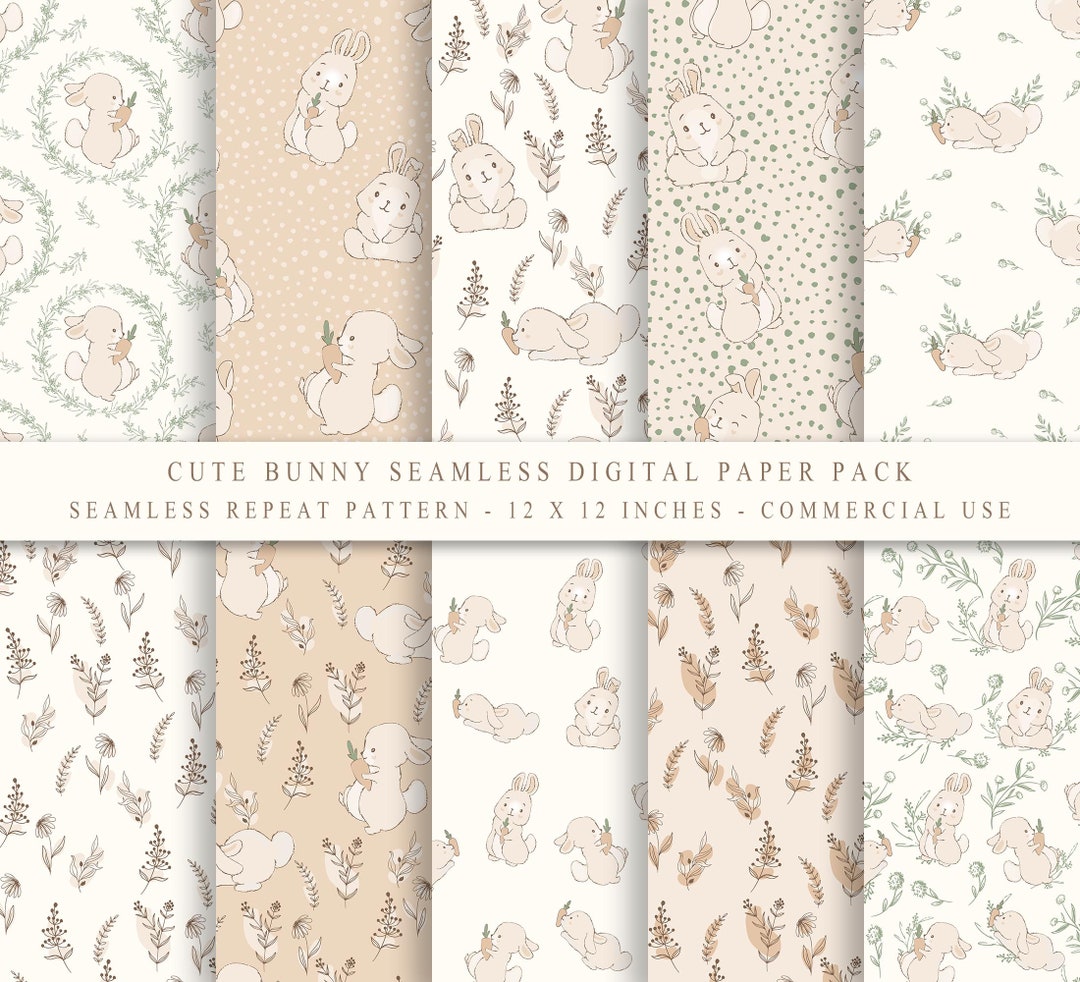 Easter Bunny Digital Papers | Seamless Patterns for Commercial Use ...