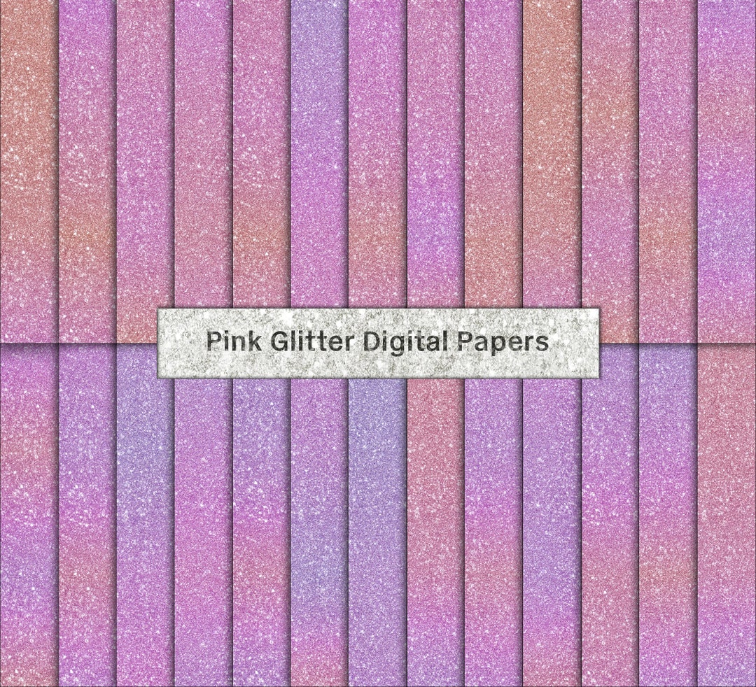 Blue, Purple & Pink Glitter Digital Papers, Scrapbook Papers Pink Love ...