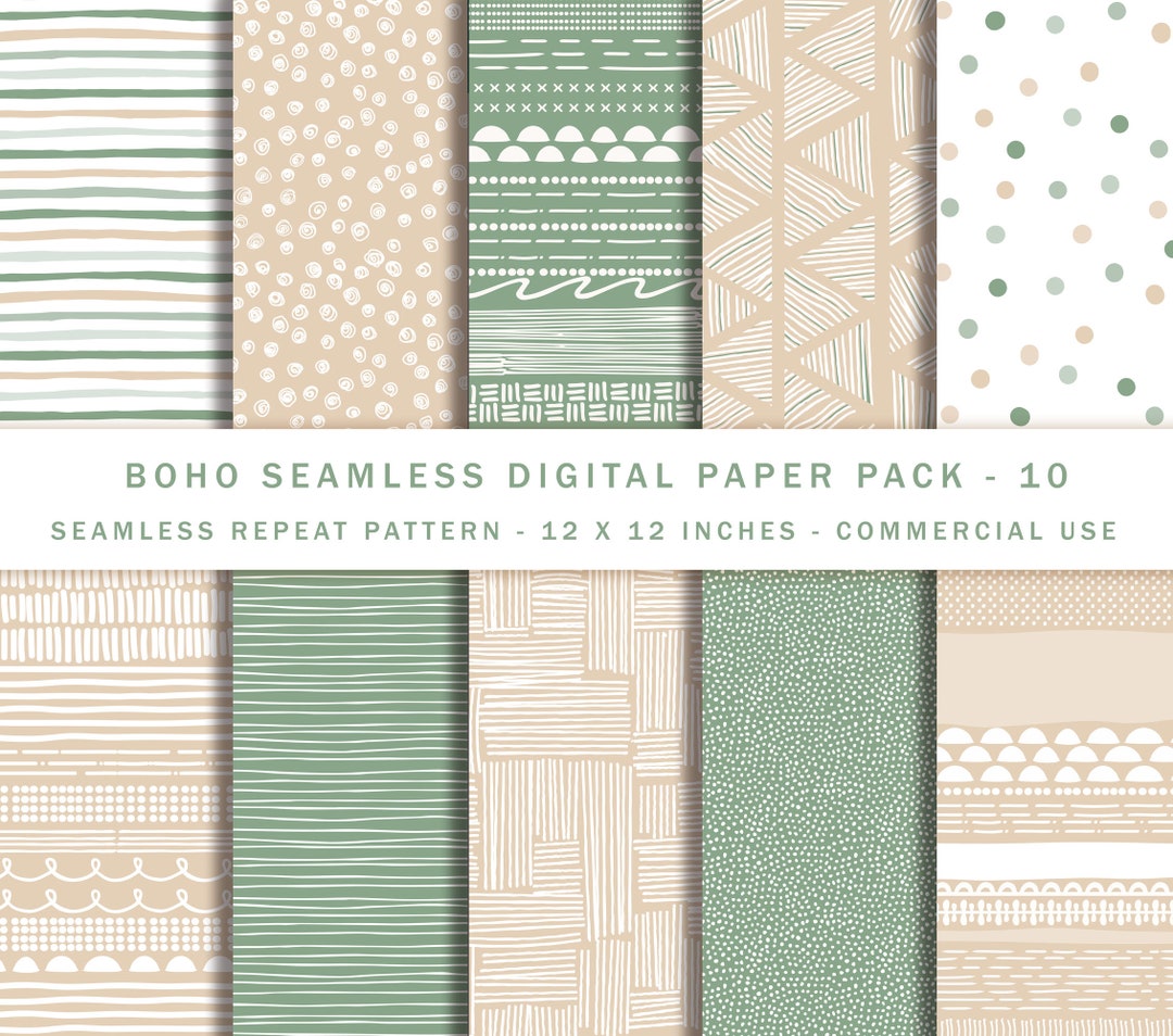 10 Seamless Boho Digital Paper Pack, Boho Print, Boho decor print, Boho ...