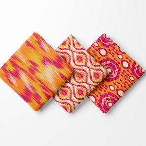 Ikat Seamless Digital Paper Pack, Hot Pink Orange Tribal Patterns ...