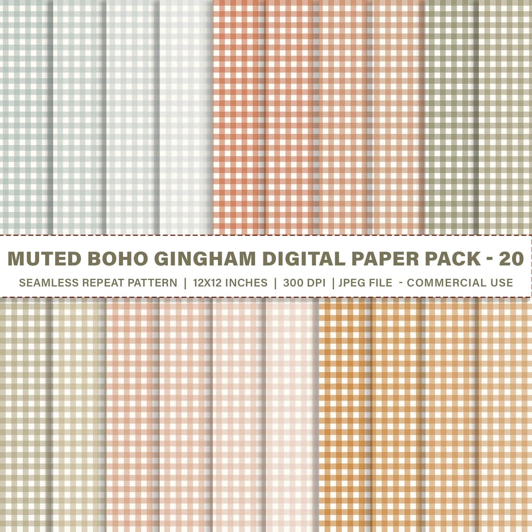 Muted Boho Gingham Seamless Patterns: Digital Paper Pack (20) - Etsy