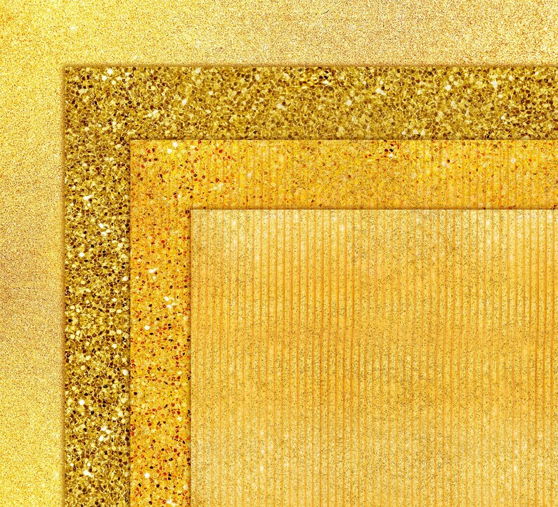 16 Gold Glitter Digital Paper Pack, Party Decor, Gold Texture, Golden ...