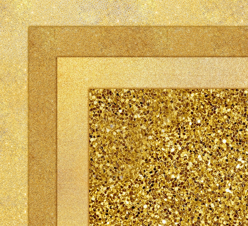 16 Gold Glitter Digital Paper Pack, Party Decor, Gold Texture, Golden ...