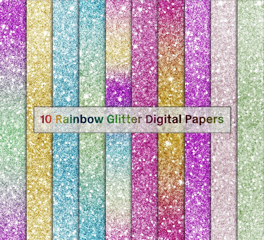 Rainbow Glitter Digital Papers, Sparkle Glam Sequin Shimmer Pattern ...