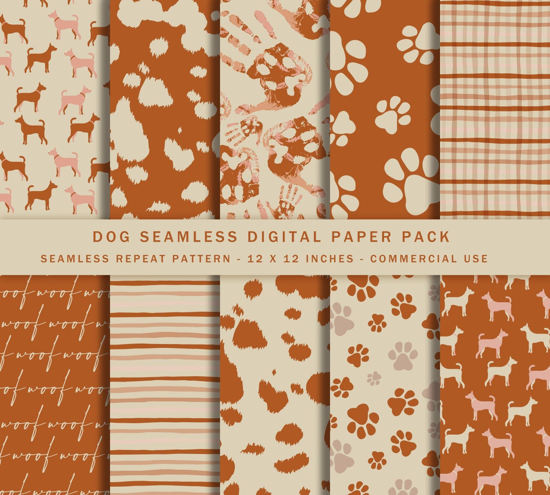 Dog Print Dog Digital Paper Paw Print Animal Print Cute - Etsy