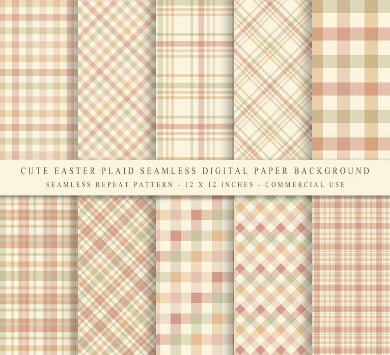 Boho Plaids Digital Paper Pack, Spring, Summer Plaids Digital ...