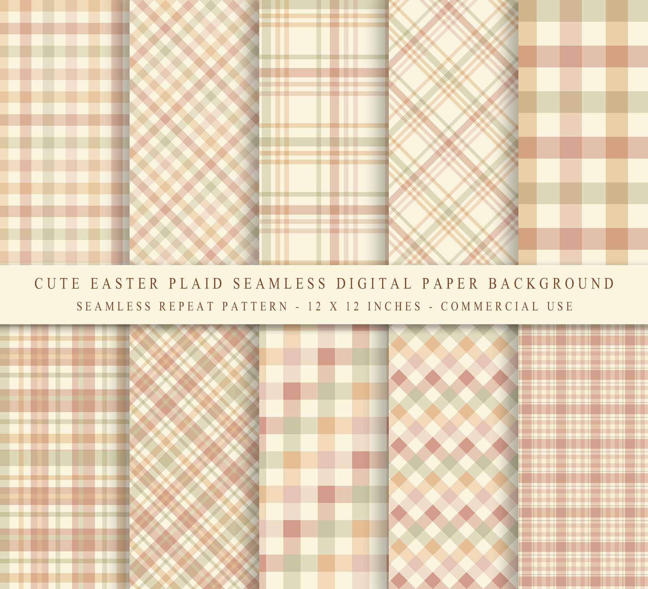 Boho Plaids Digital Paper Pack, Spring, Summer Plaids Digital ...