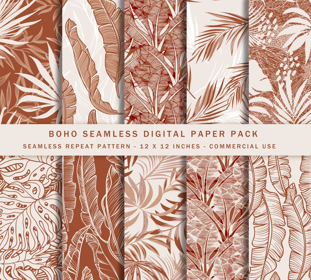 Seamless Boho Digital Paper Pack, Boho Print, Boho Decor Print, Boho ...