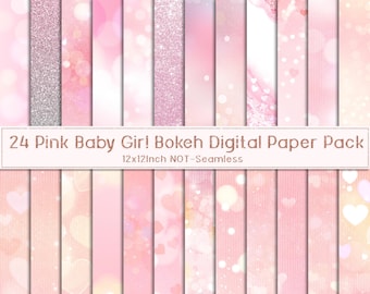 DP-1198-BKH Pink Blue Ombre Digital Paper Princess Queen Glitter ...