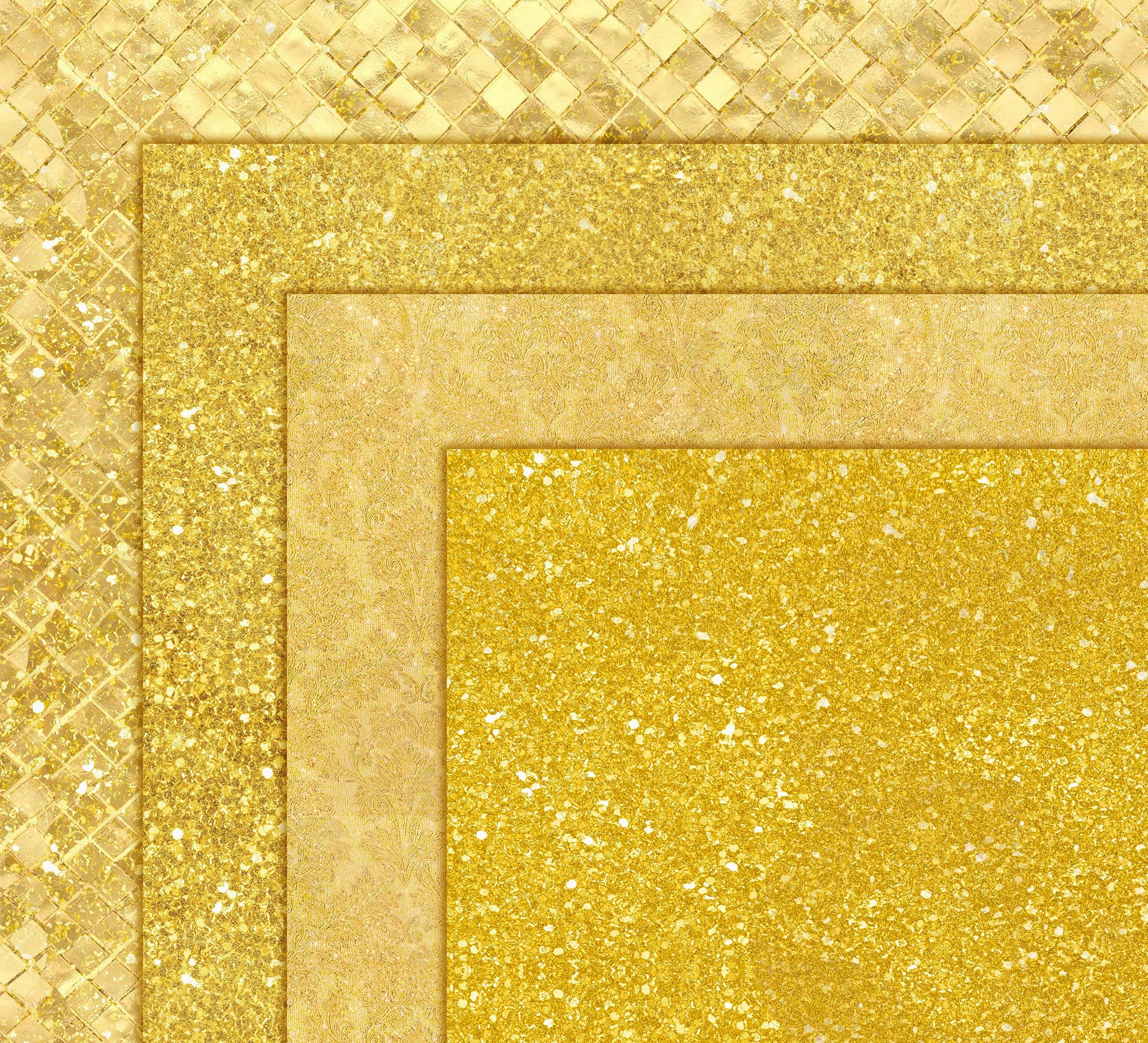 16 Gold Glitter Digital Paper Pack, Party Decor, Gold Texture, Golden ...