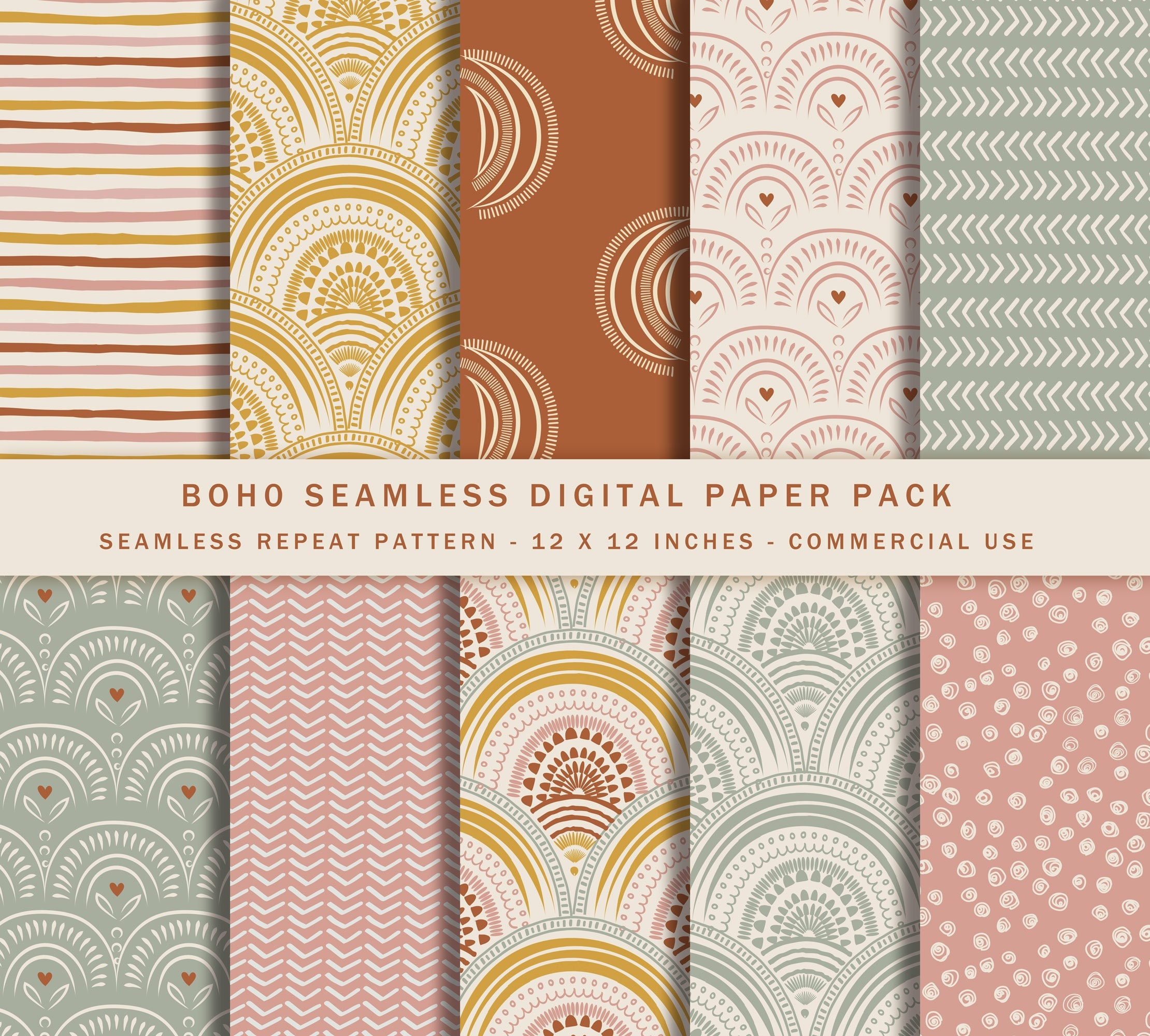 Seamless Boho Digital Paper Boho Print Boho Decor Print - Etsy