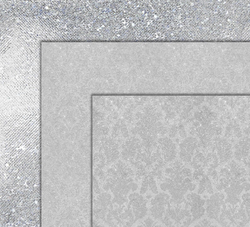 Luxury Silver Glitter Digital Paper Pack, Background Texture, Silver ...