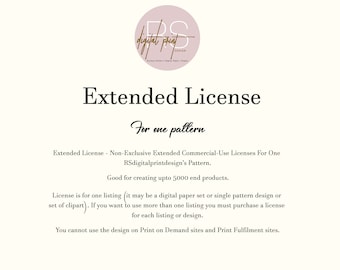 Extended Commercial Use License FOR ONE LISTING - Etsy