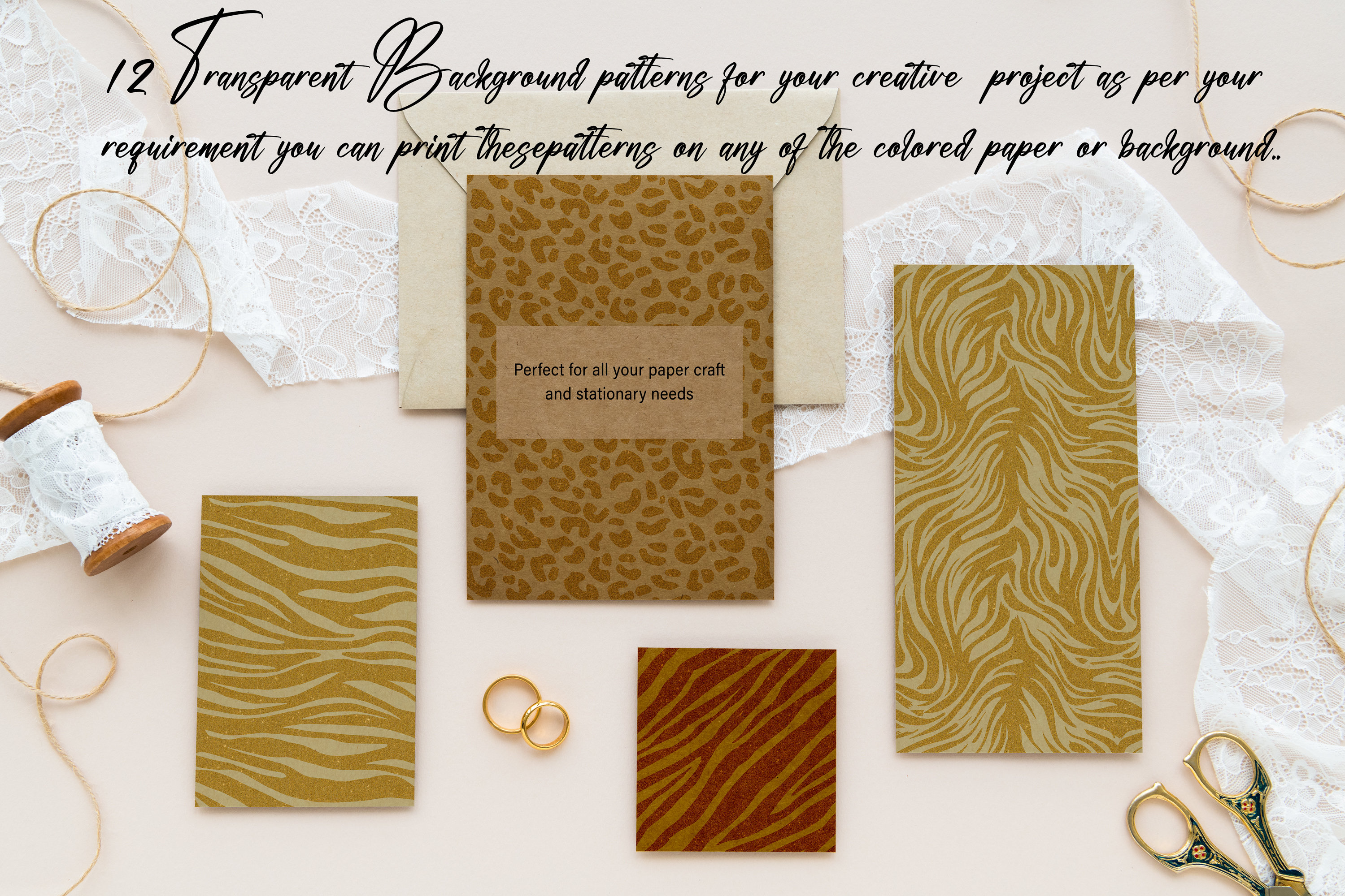 Gold Glitter Safari Digital Paper Pack Seamless Patterns and ...