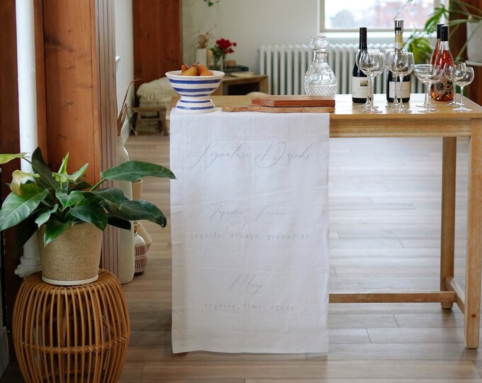 Custom Linen Bar Sign, Wedding Bar Menu, Bar Sign, Signature Cocktails ...