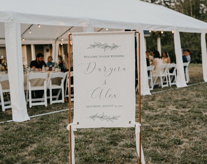 Wedding Fabric Welcome Sign Modern Wedding Welcome Sign - Etsy