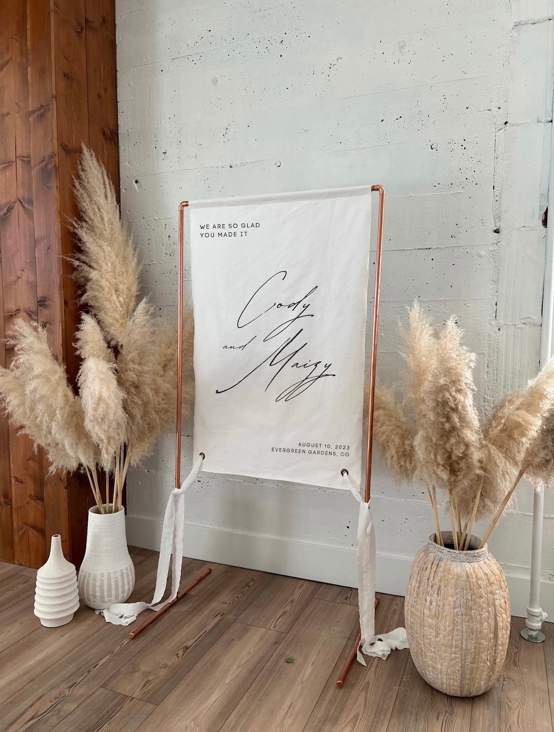 Wedding Fabric Welcome Sign, Modern Wedding Welcome Sign, Fabric Sign ...